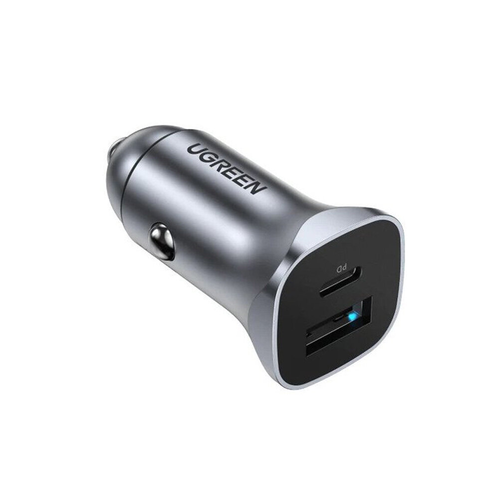 Ugreen CD130 (30780) USB-C PD+USB-A QC 24W Fast Car Charger space grey автомобильное зарядное устройство