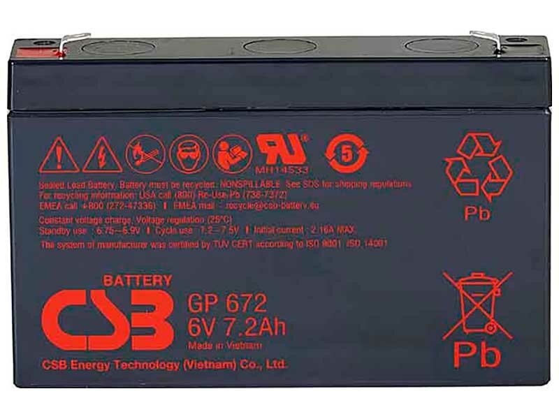 Аккумуляторная батарея для ИБП CSB GP672 (6В, 7.2Ач)