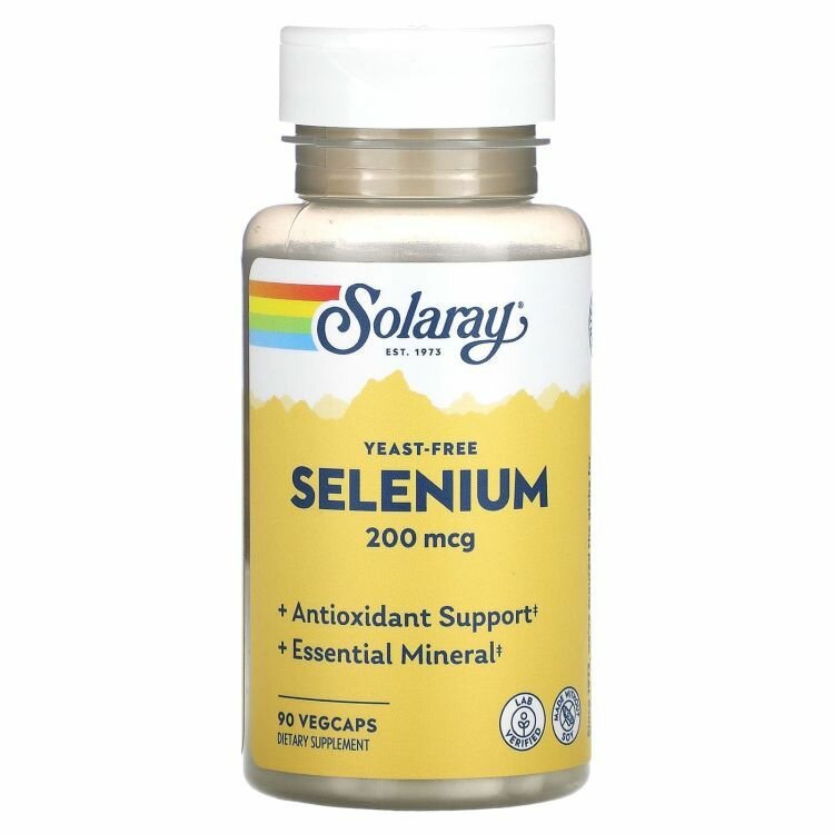 Solaray, Selenium 200 mcg, Селен, 200 мкг, 90 растительных капсул