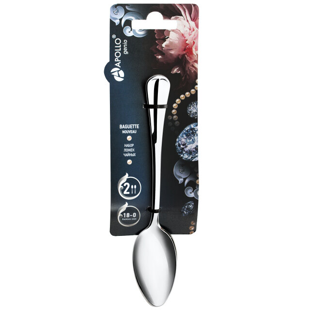 APOLLO Genio Baguette Nouveau набор чайных ложек 2 шт из нержавеющей стали