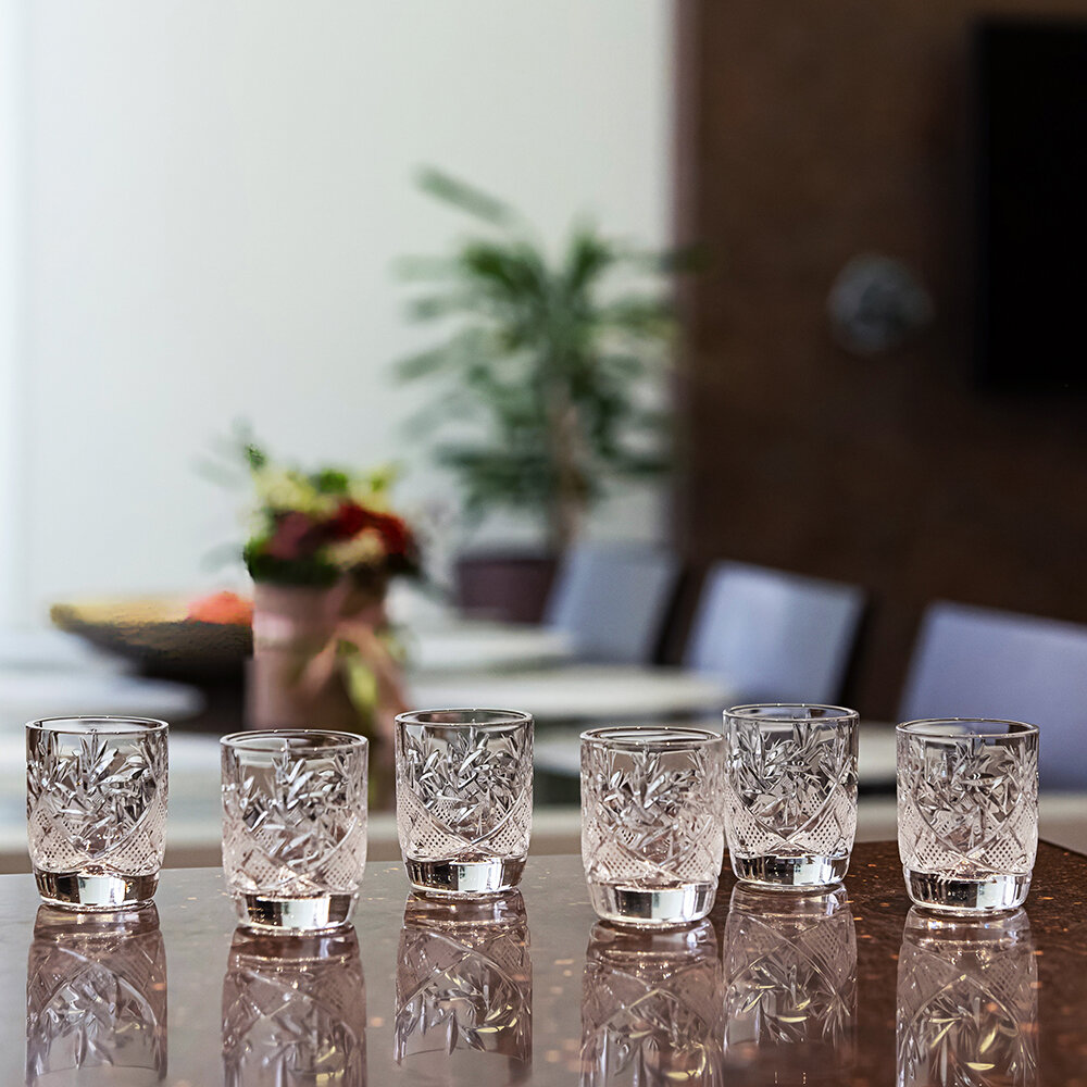 Хрустальные стопки для водки и крепких напитков, 35 мл. набор 6 шт. Неман 1000/1, 3912/35гр