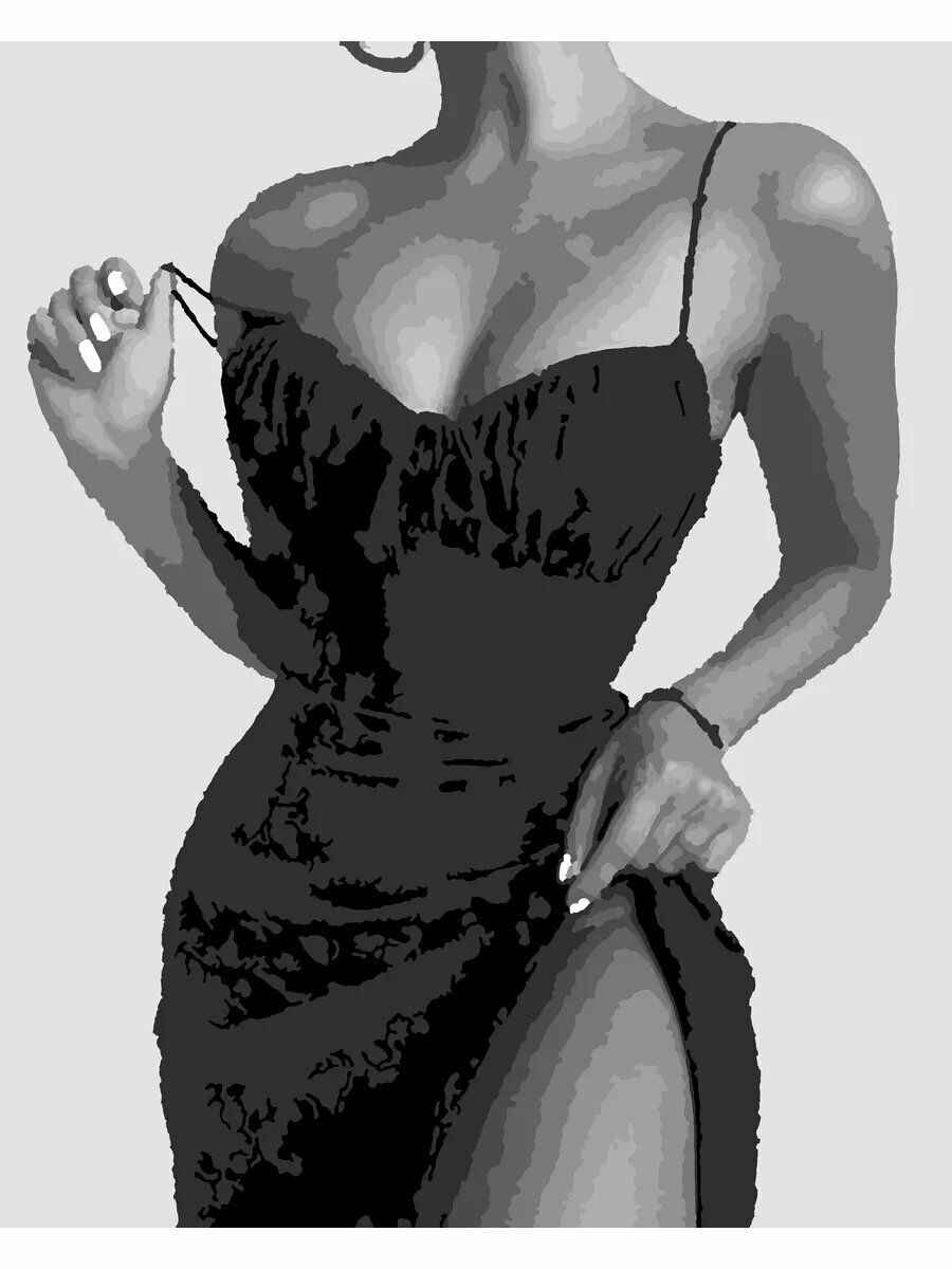 Картина по номерам "Черное платье", холст на подрамнике, акриловые краски, 40x50 см