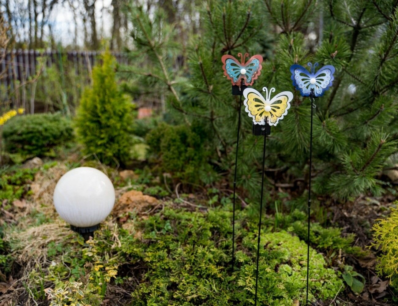 Набор садовых светильников Solar FAIRY BUTTERFLY на солнечной батарее, 11 тёплых белых микро LED-огней, 75 см, 3 шт, Kaemingk (Lumineo)