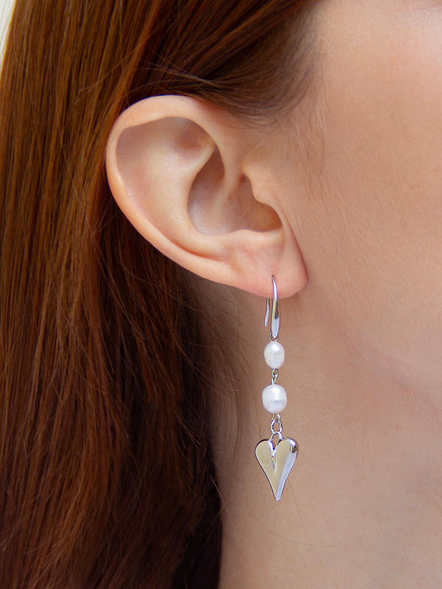 Серьги с подвесками, двусторонние, жемчуг пресноводный культивированный