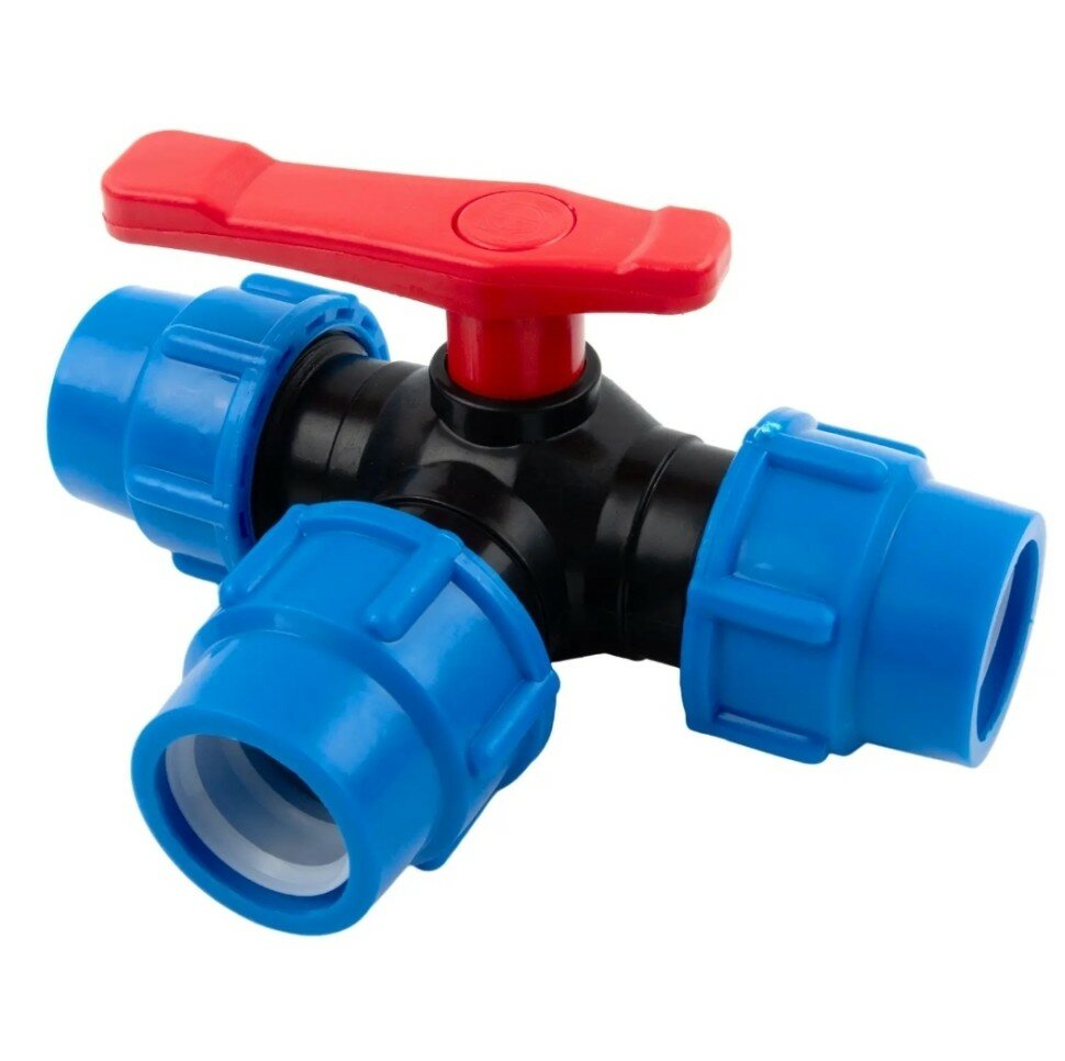 Кран ПНД трехпроходной 20 мм