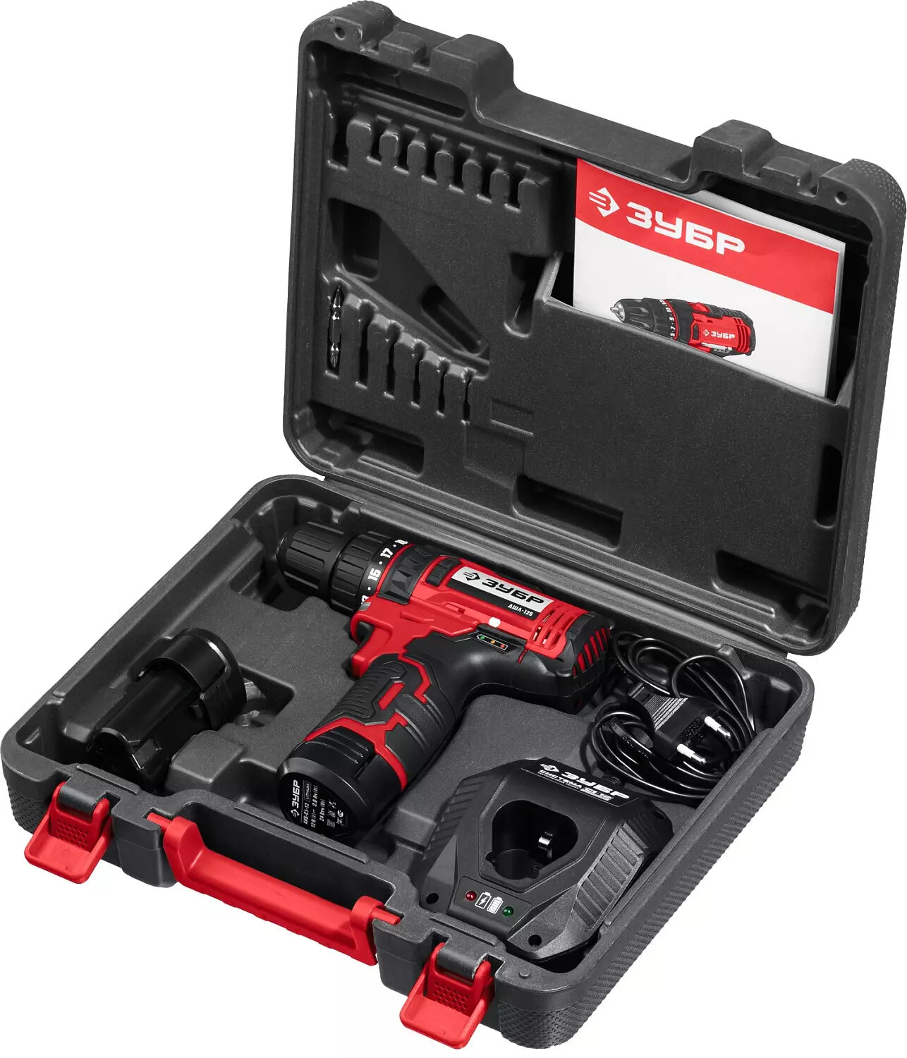 Дрель-шуруповерт ЗУБР 12В 2 АКБ 2Ач ДШЛ-125-22