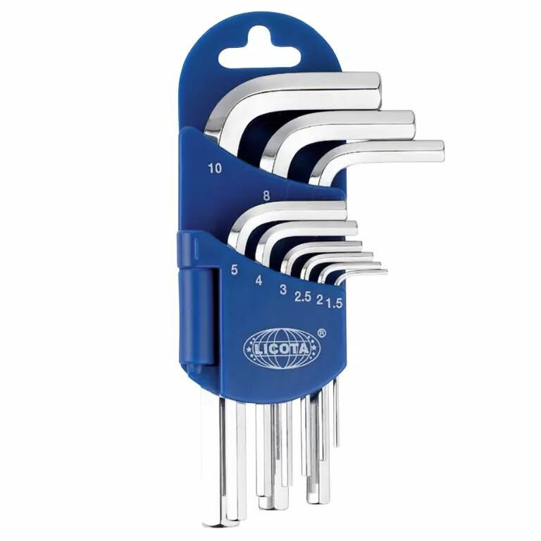 Набор шестигранников угловых коротких 9пр. 1,5-10 мм Licota 2HW10091DPM