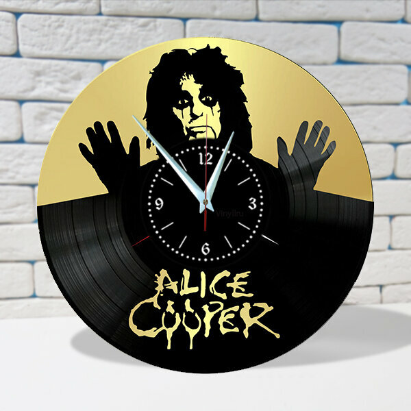 Настенные часы из виниловой пластинки Alice Cooper золотая подложка