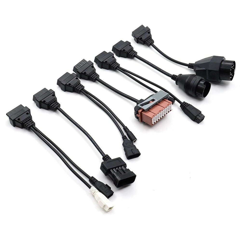Качественный кабель преобразователя OBD2, полный комплект, 8 шт. кабелей для 8 PCS Car cables