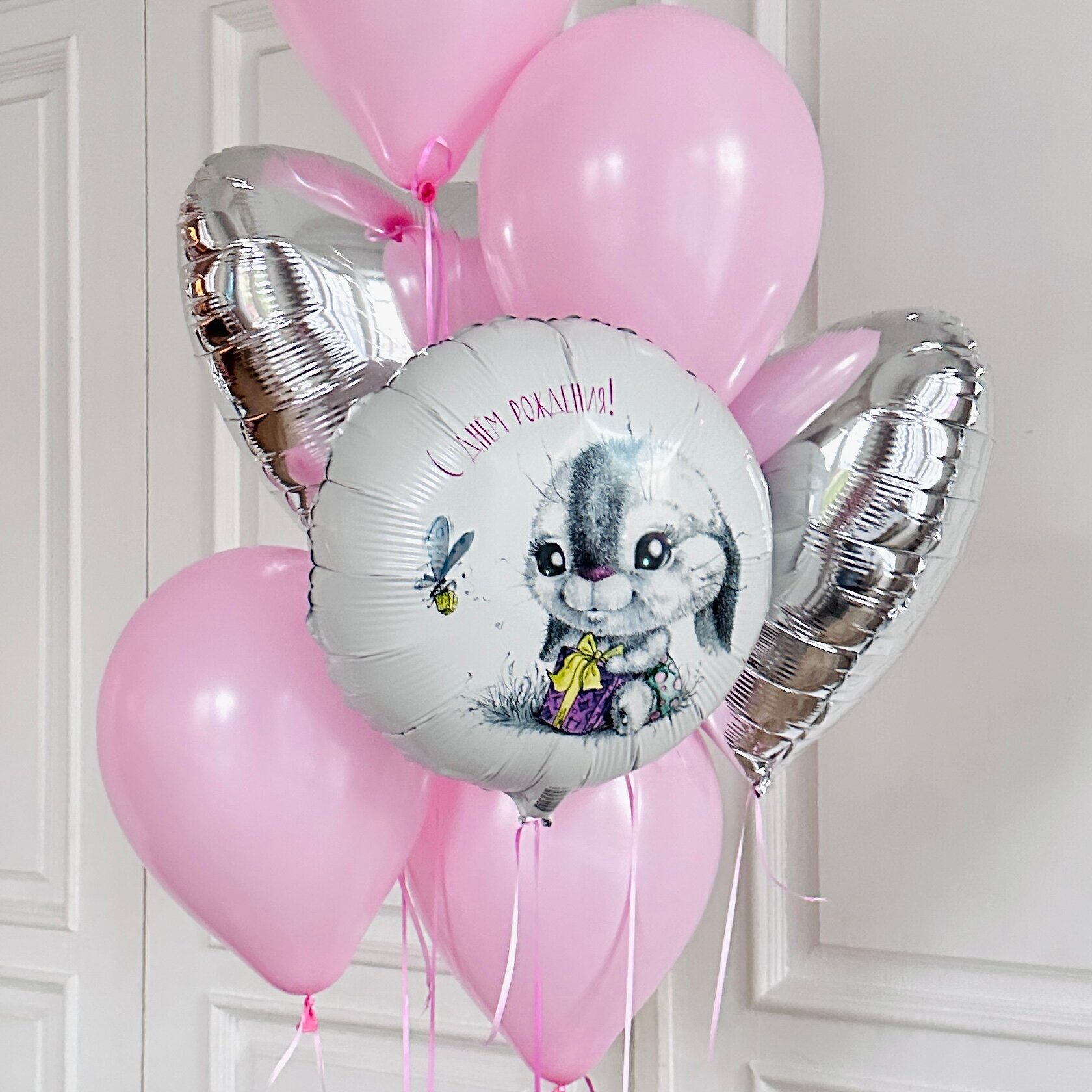 Воздушные шары с гелием «Зайка» для девочки на день рождения