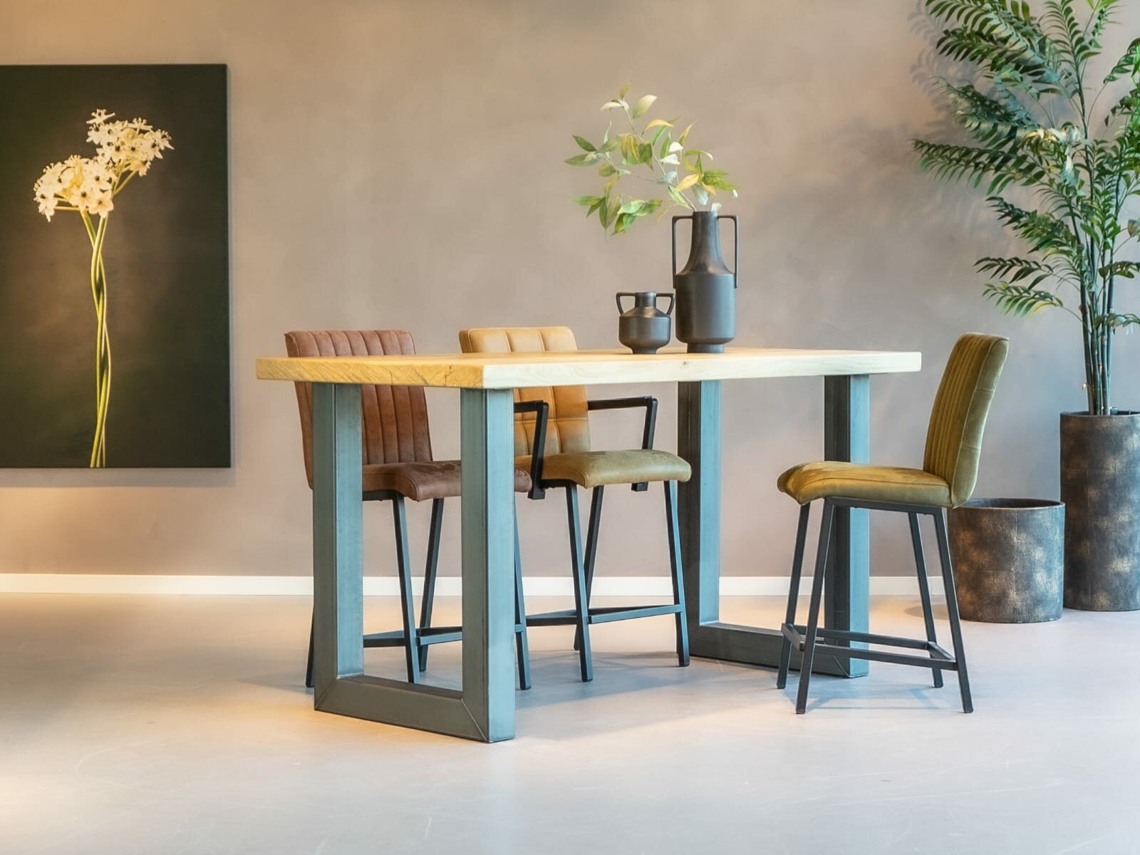 Барный стол LOFT DESIGN/ 180х80х94см / металл / дуб/ массив дерева /