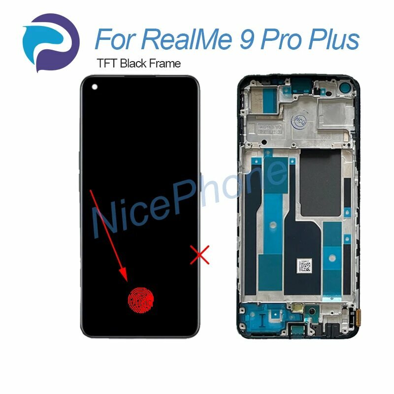 ЖК-экран + сенсорный дигитайзер для RealMe 9 Pro Plus 2400*1080 RMX3392, RMX3393 TFT Screen Frame
