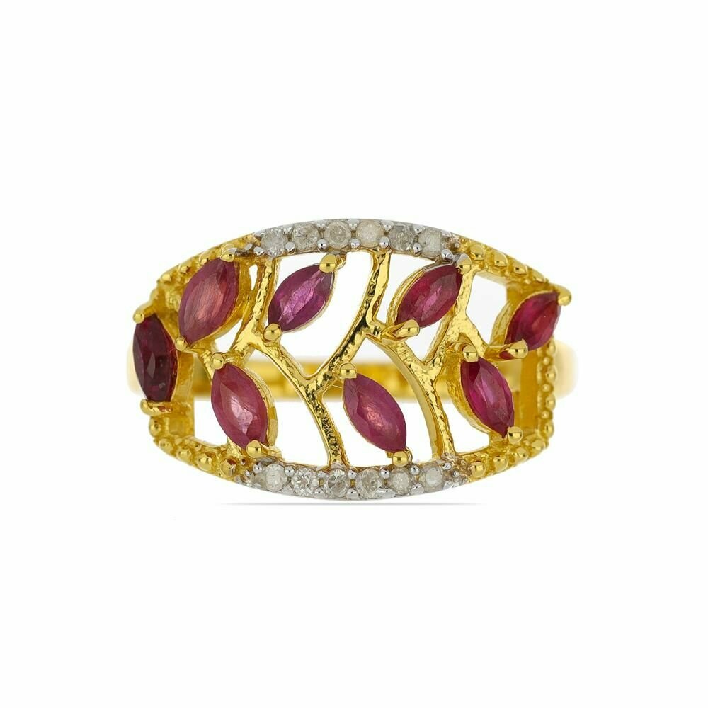 Кольцо, серебро, 925 проба, бриллиант, рубин