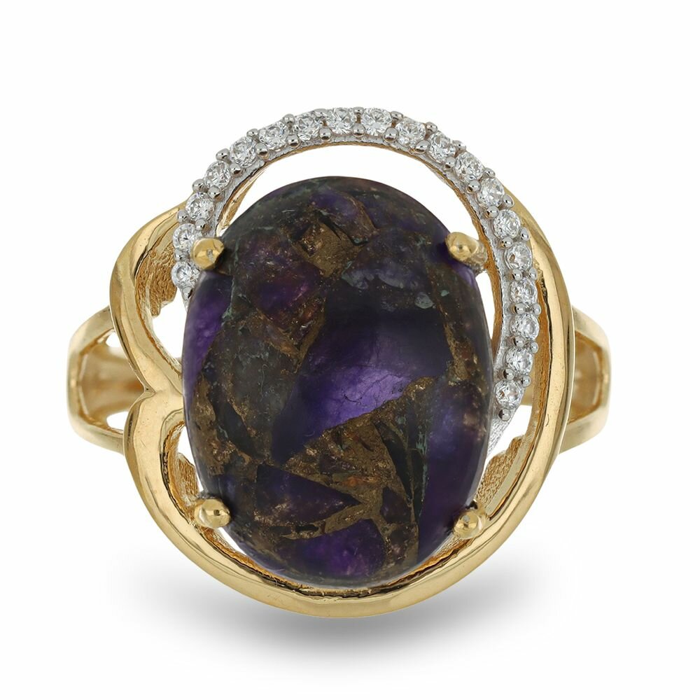 Кольцо, серебро, 925 проба, аметист, фианит