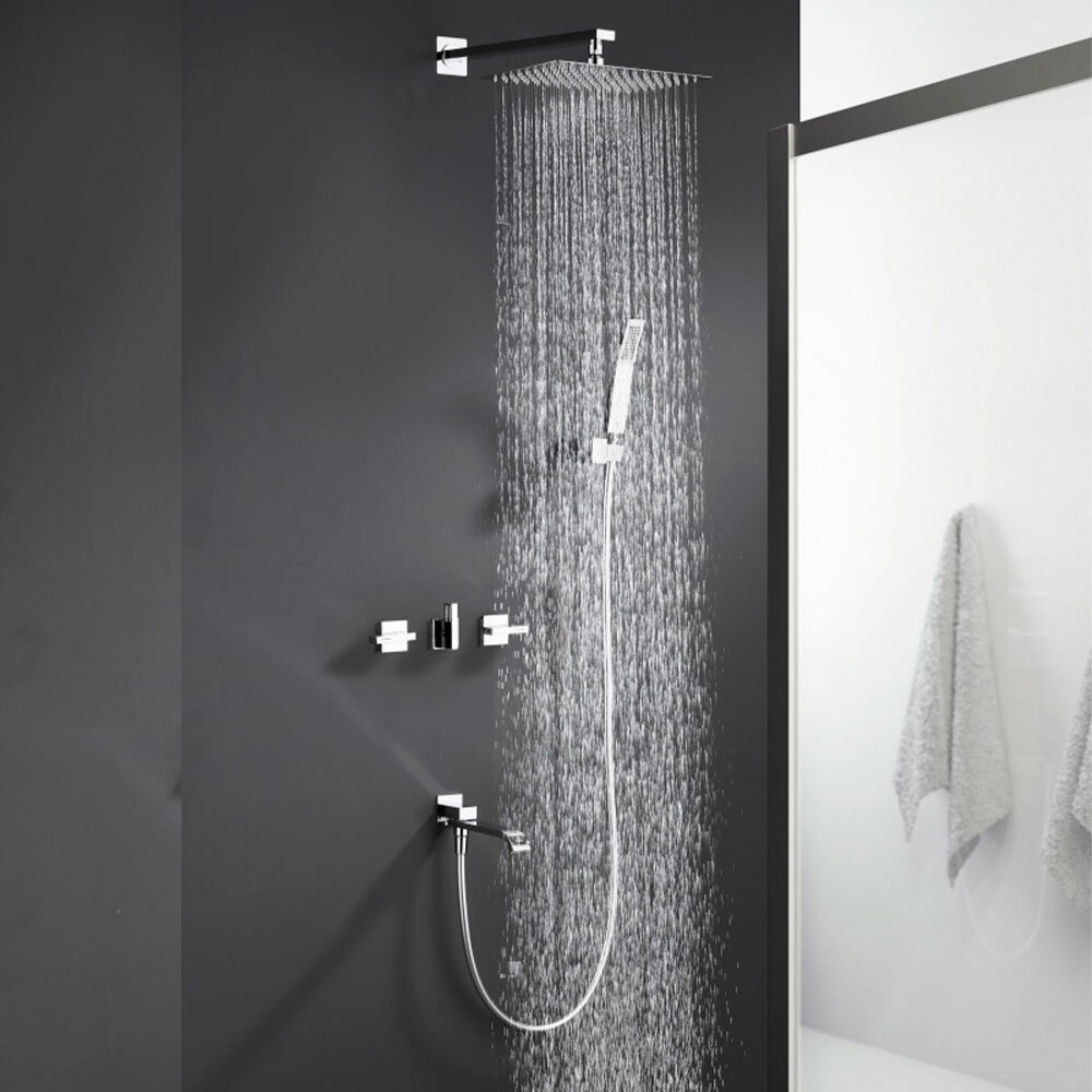 Встраиваемая душевая система тропическим душем 3-я функциями Ganzer GZ01165 хром