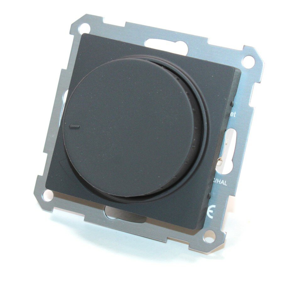 Диммер Systeme Electric Atlas Design поворотно-нажимной механизм, LED, RC, 400 Вт, карбон