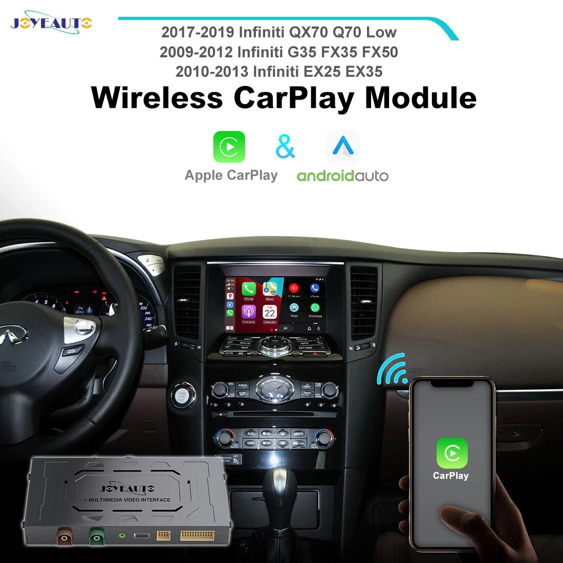 JoyeAuto беспроводной Apple CarPlay Android авто для Infiniti FX35 EX35 G35 EX25 FX50 QX70 Q70 автомобильный игровой интерфейс Mirror-Link iOS16 EX25 EX35