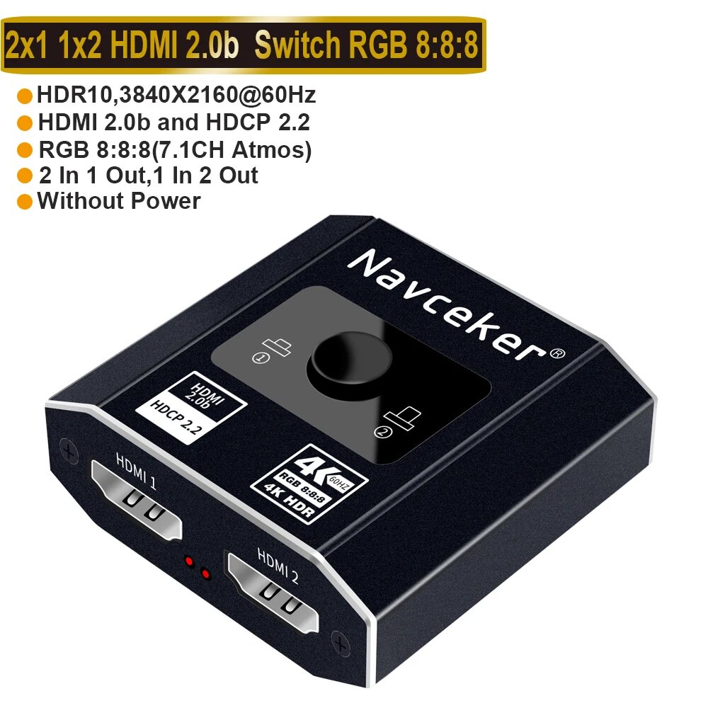 Navceker HDMI коммутатор 2 в 1 ZY-HS12B