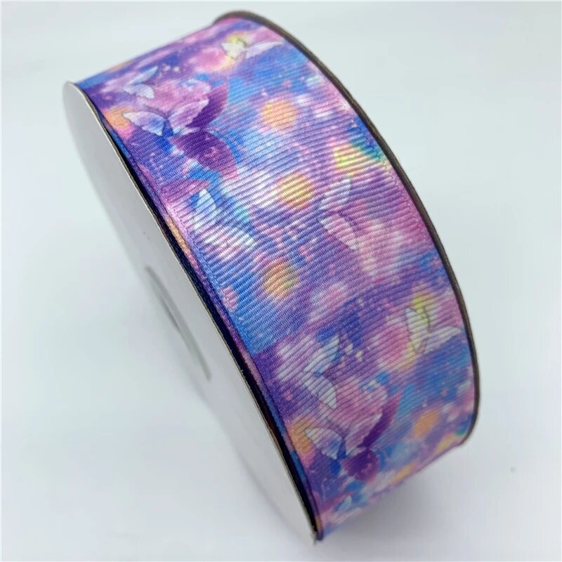 Репсовая лента RYFDBMauve с цветочным принтом 25 мм и 38 мм 09, 25mm 5yards