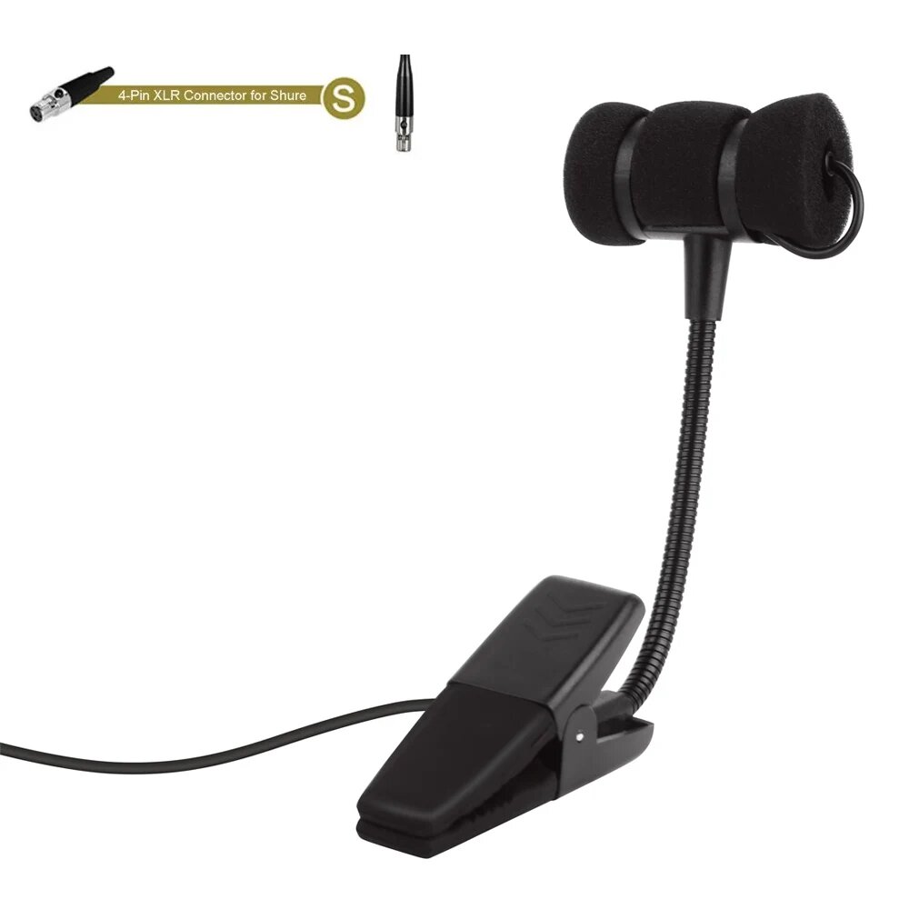Микрофон клипса конденсаторный, 4 Pin Shure, черный