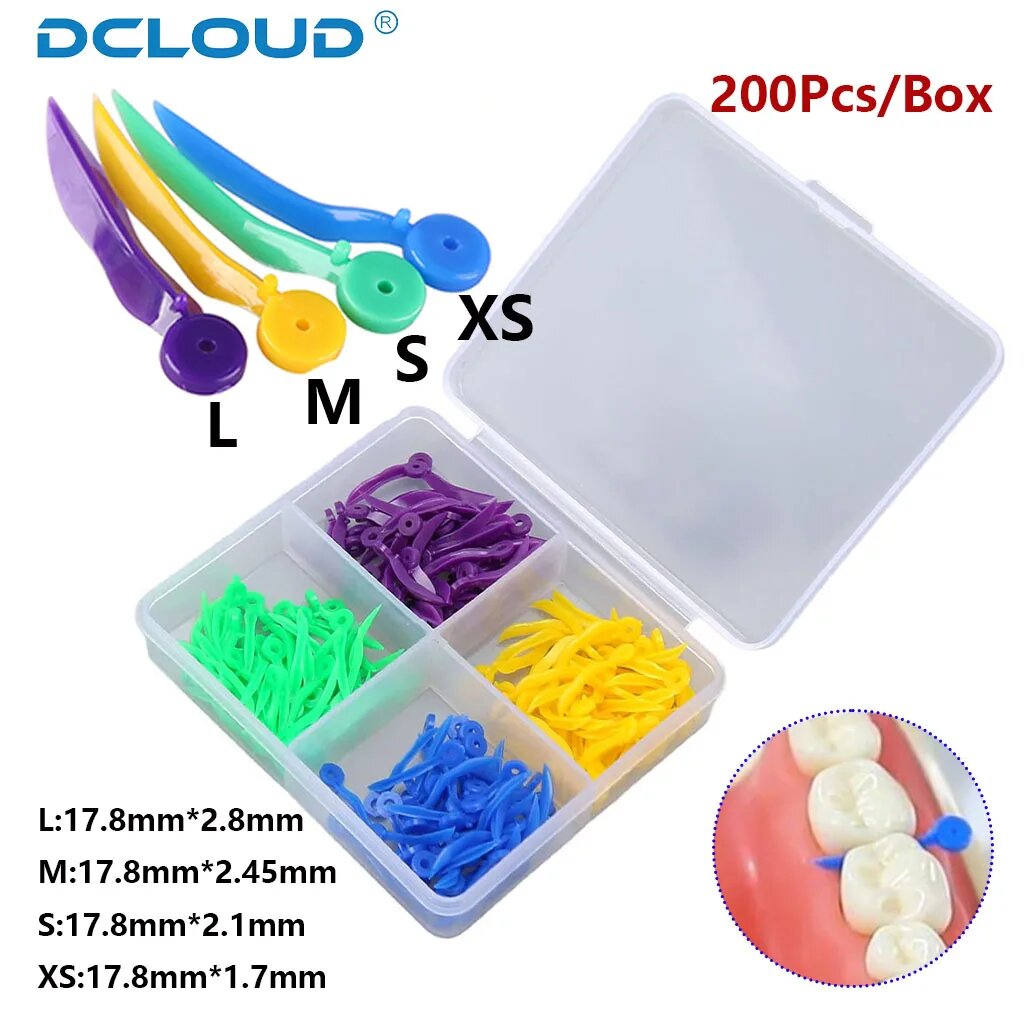 Стоматологические клинья DCLOUD, 200шт, Mixed Color, 4 размера