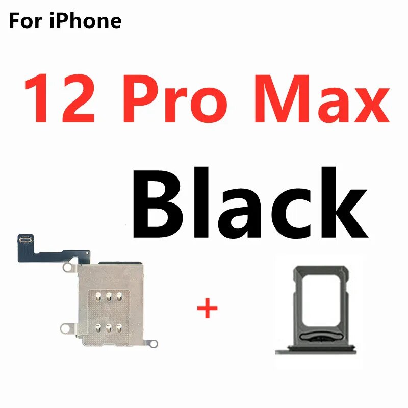 Разъем для чтения двух SIM-карт, гибкий ленточный кабель для iPhone 12 Pro Max, держатель слота для лотка для SIM-карты, запасные части 12 Pro Max Black