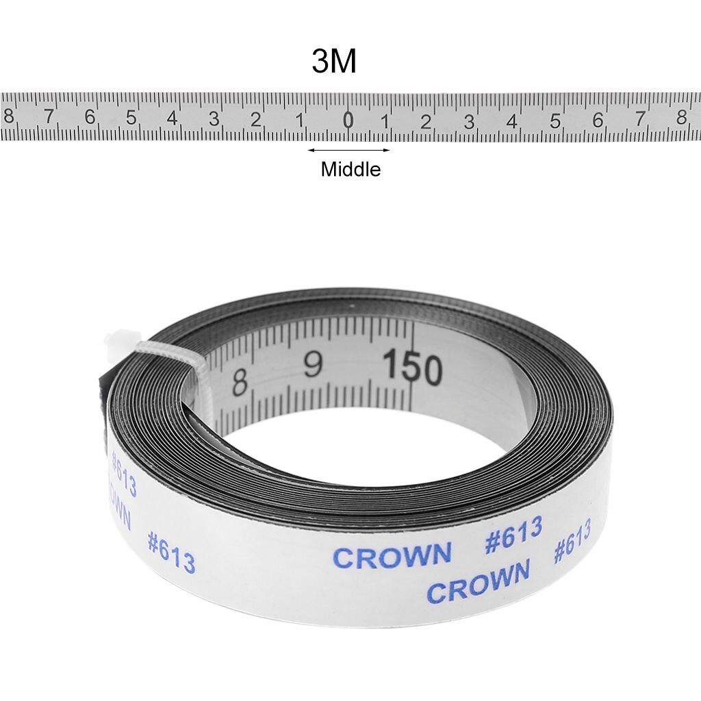 Двусторонняя шкала из нержавеющей стали шириной 13 мм, липкая линейка-средняя точка-3 метра