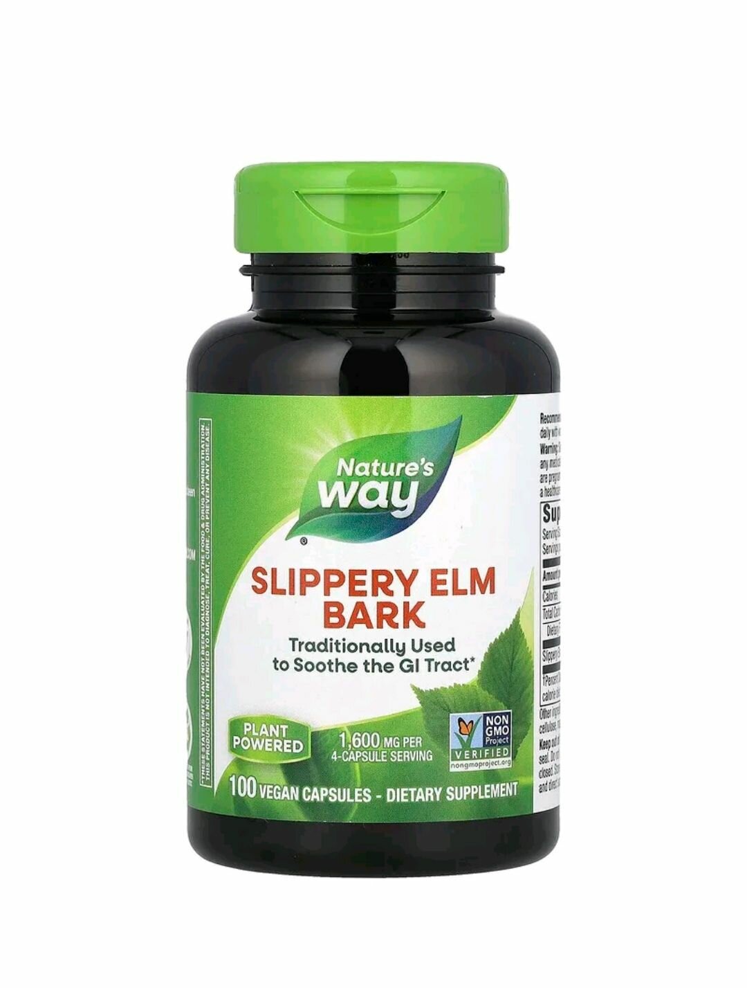 Скользкий вяз, красный вяз, ржавый вяз Nature's Way, Slippery Elm, 1600 мг, 100 капсул