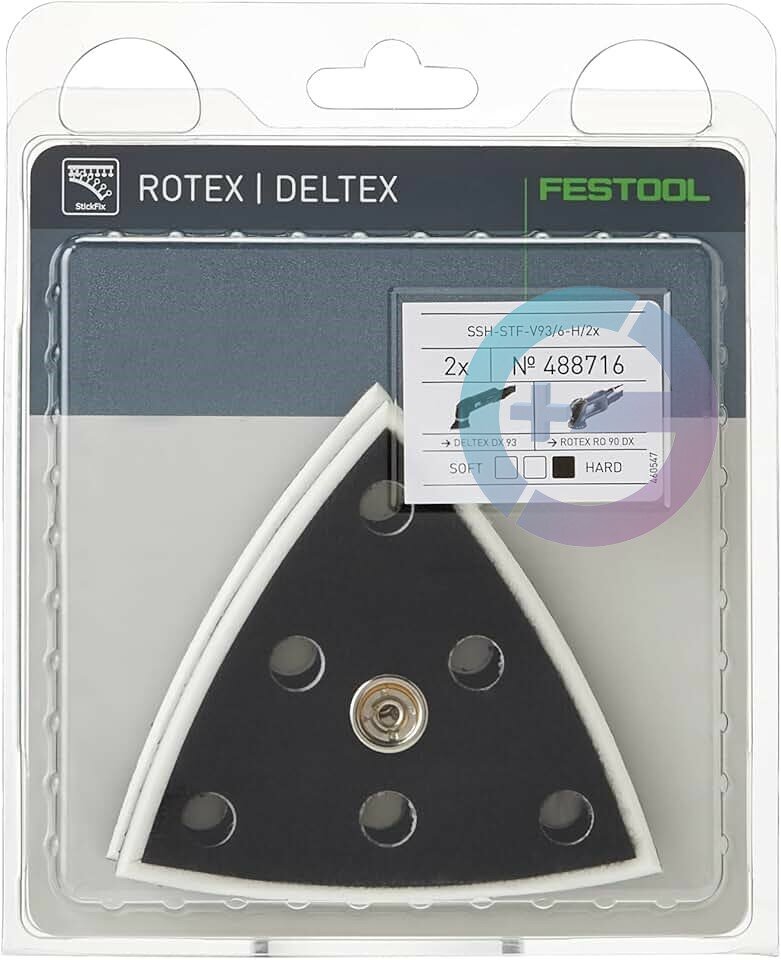 Подошва шлифовальная жесткая StickFix FESTOOL SSH-STF-V93/6-H/2 (488716), 2 шт.