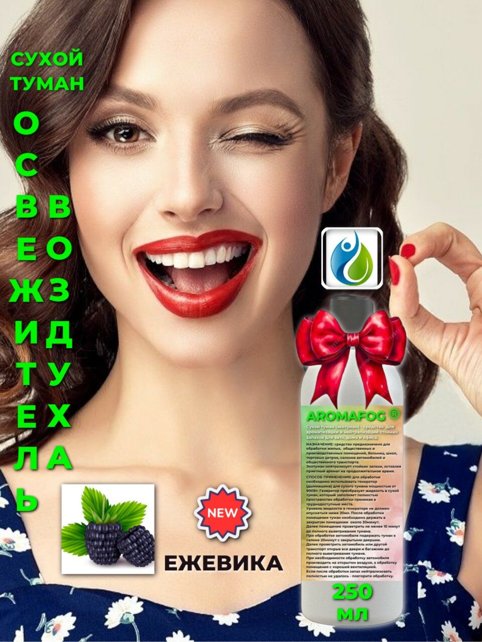 Освежитель воздуха для сухого тумана "Ежевика", AROMAFOG, 250 мл