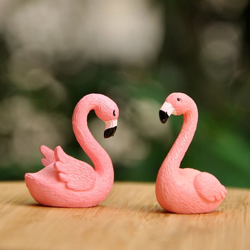 Миниатюрная пара фламинго из смолы/ПВХ Розовый, Flamingo couple