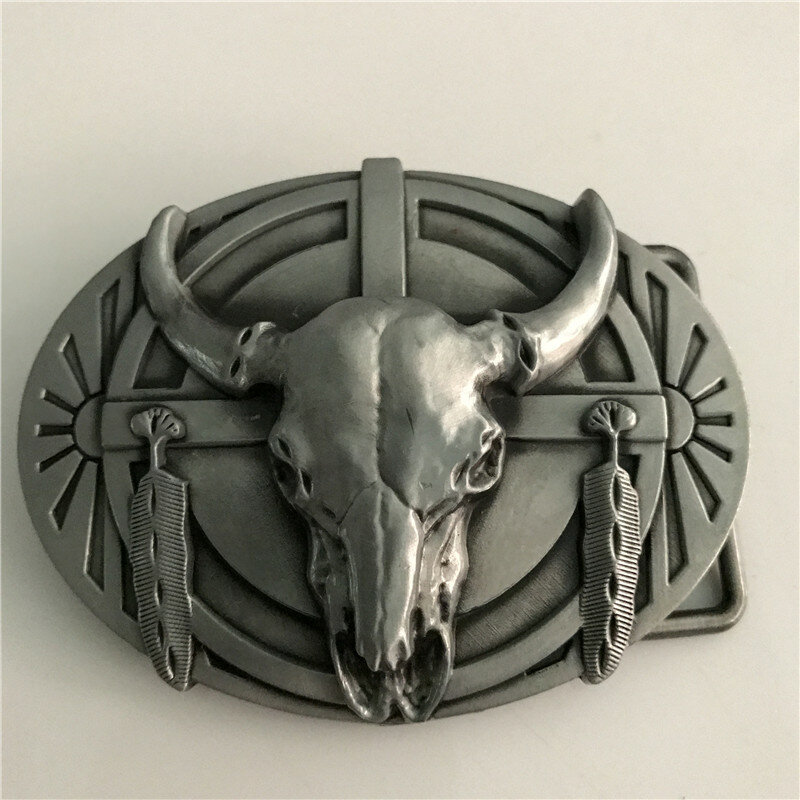 Большая пряжка на мужской ремень 35-40 мм. Металлическая бляха на пояс. Тотемная голова быка
