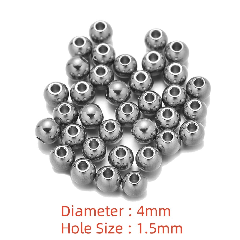 Металлические бусины из нержавеющей стали 304 2-10 мм 4mm with 1.5mm hole