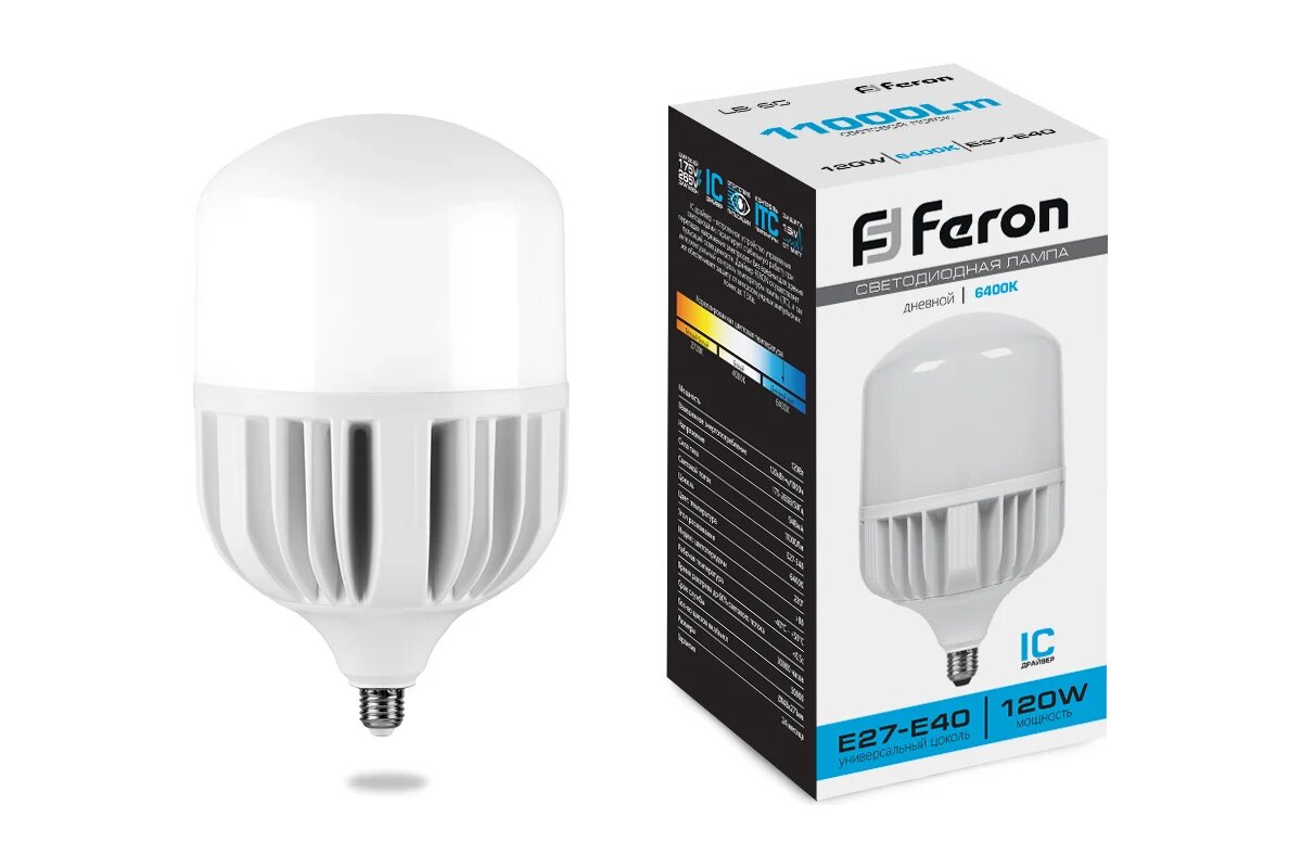 FERON LB-65 LED лампа E27-E40 120W 6400K для домашнего и офисного освещения
