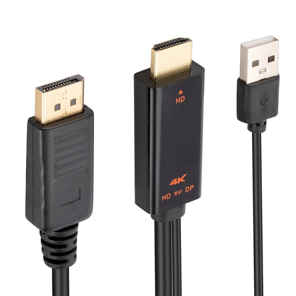 Shunmaii HDMI-DisplayPort кабель с питанием 4K 60Гц 1.8м DP Male