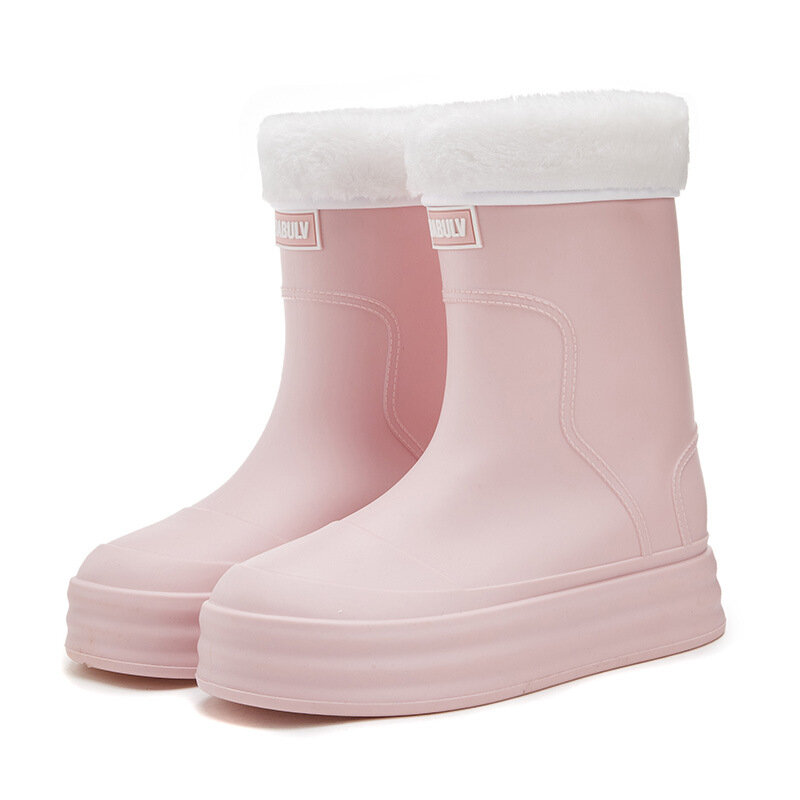 Летние полусапожки 2025 года, резиновые сапоги для женщин, резиновая обувь средней высоты для отдыха на природе, водонепроницаемая и нескользящая обувь для дождливых дней, а также бархатные водные туфли, резиновые сапоги для кухниРазмер обуви. EU:39-40