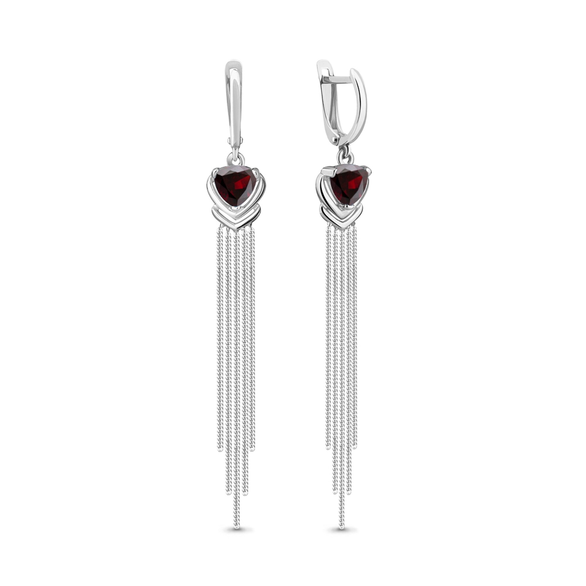 Серьги, серебро, 925 проба, родирование, гранат