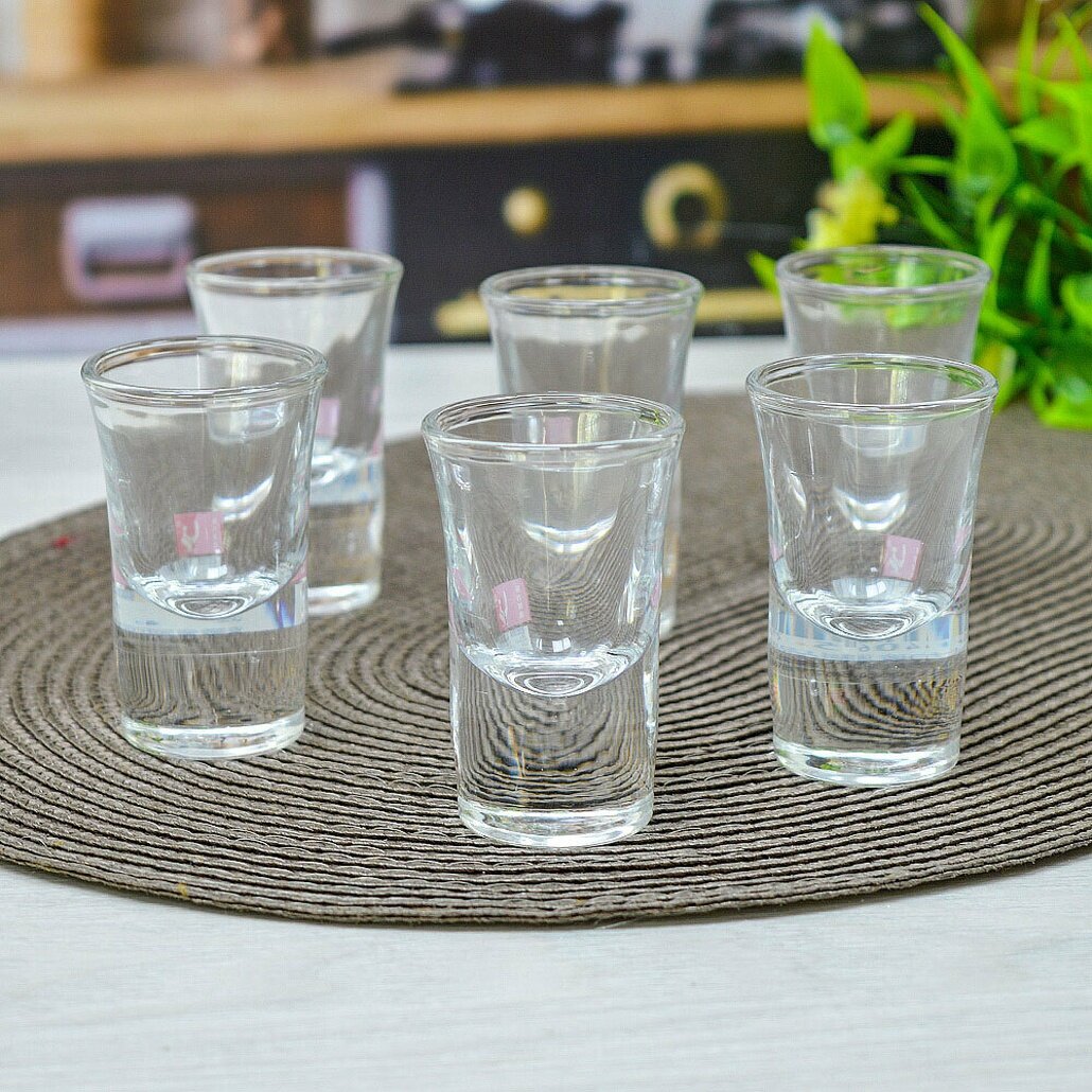 Набор стеклянных стопок 6шт, 35мл, универсальные для напитков, серия «Y304»