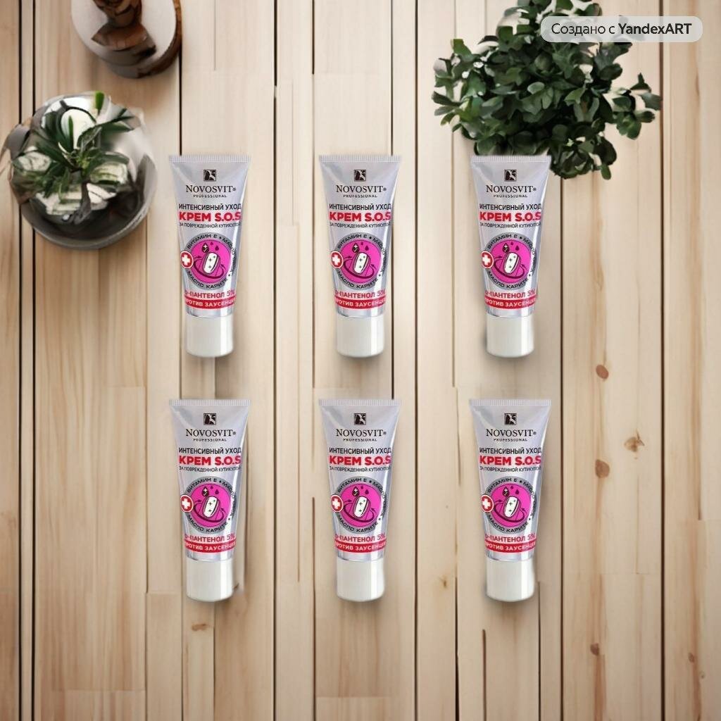 Крем Novosvit S.O.S интенсивный уход против заусенцев, 20мл, 6 уп