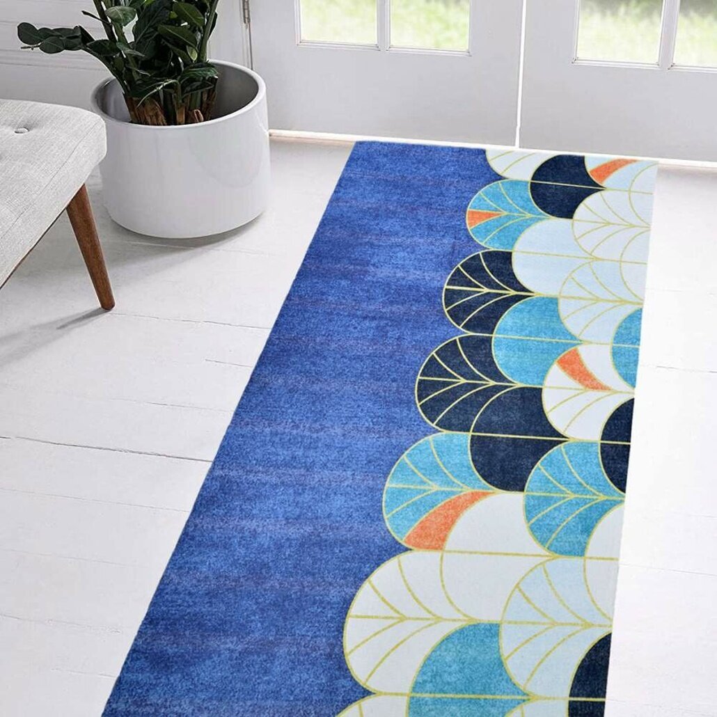 Коврик интерьерный "NN2025-31" 80х125см, лазурный/синий, войлок/полиэстер