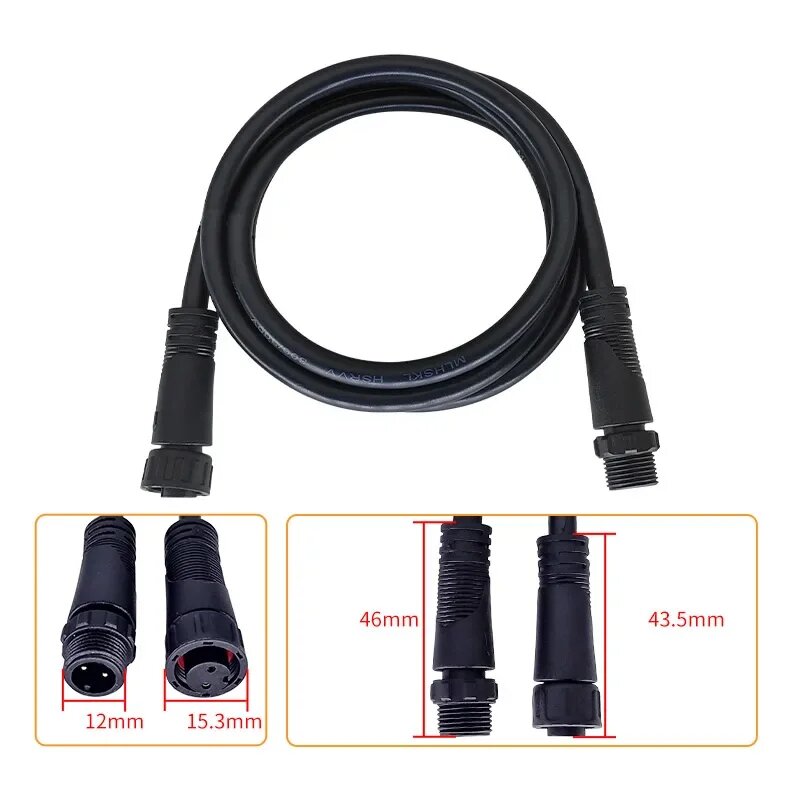Водонепроницаемый авиационный кабель M12 2/3/4/5/6/8 контактов 3П, 0.5 square, Male to Female-S