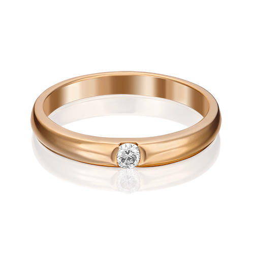 Кольцо, красное золото, 585 проба, бриллиант