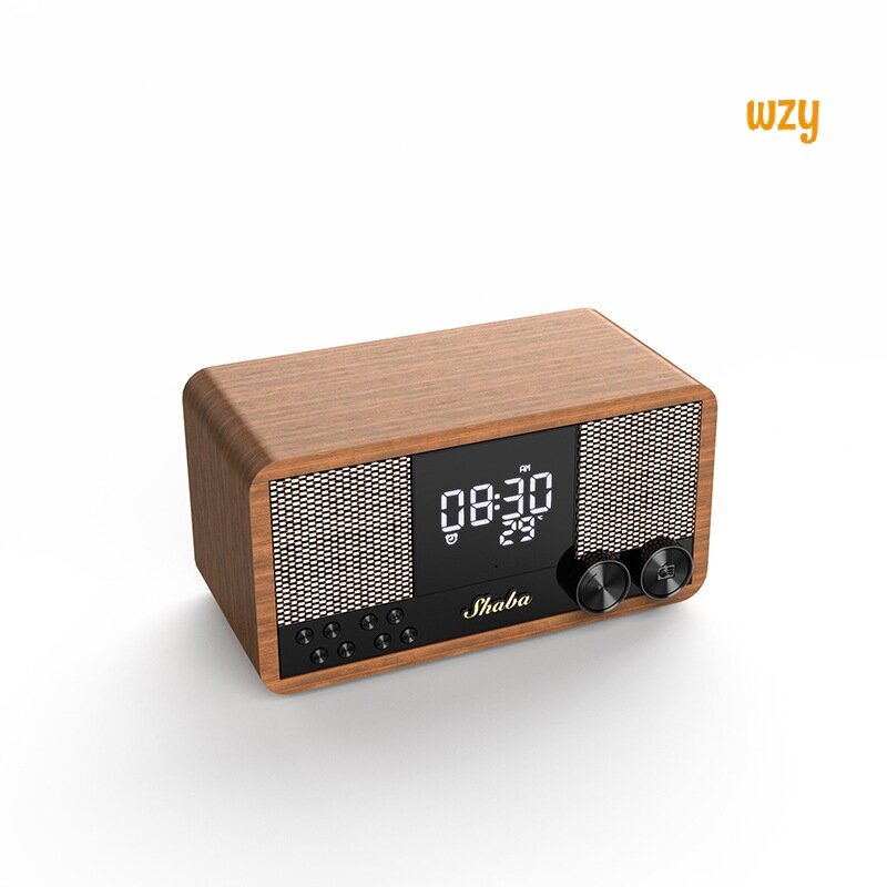 Динамик VS-67, с FM-радио, будильником, Bluetooth, деревом, коричневый