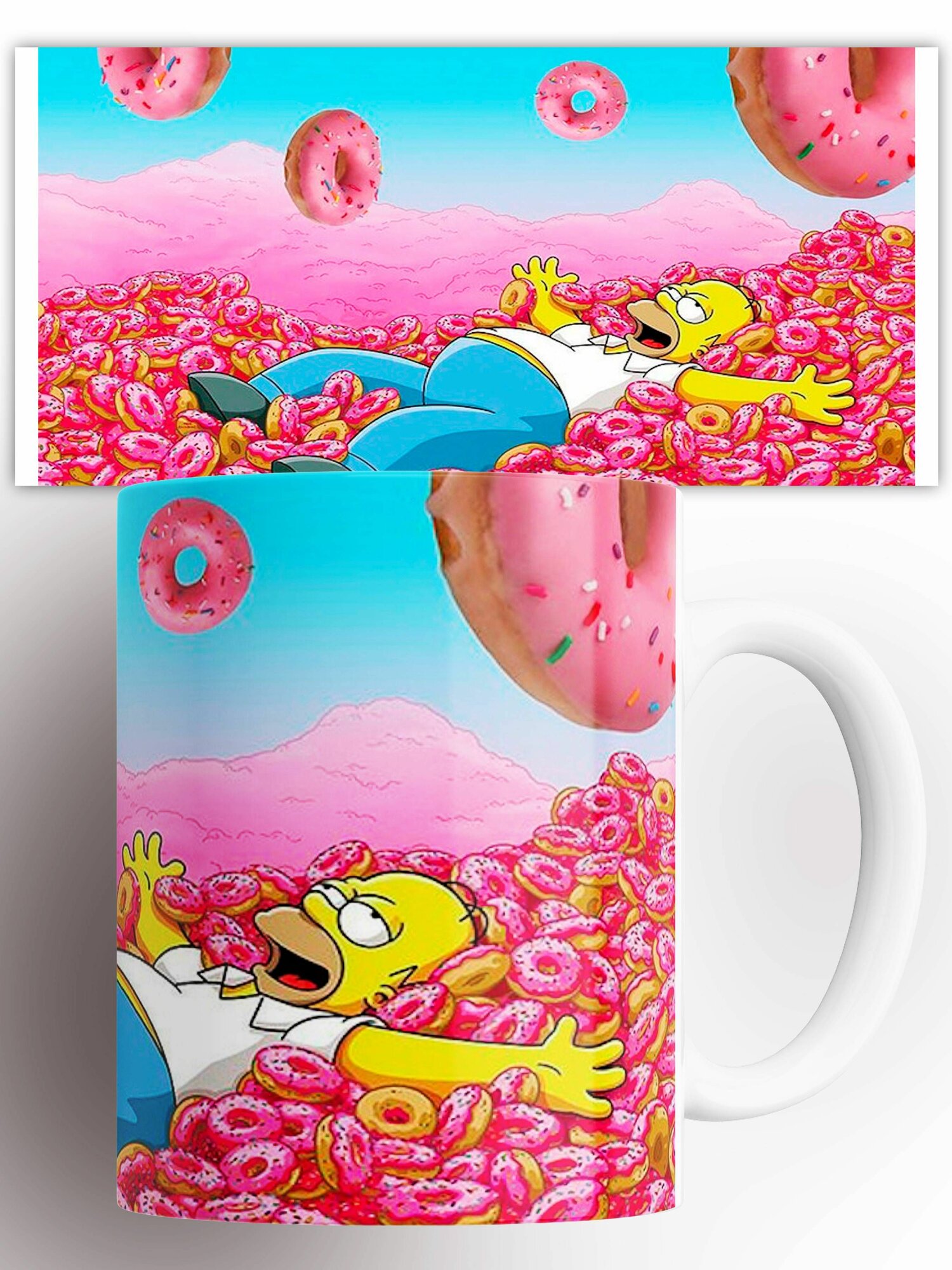Кружка с принтом Гомер с пончиками 330 мл