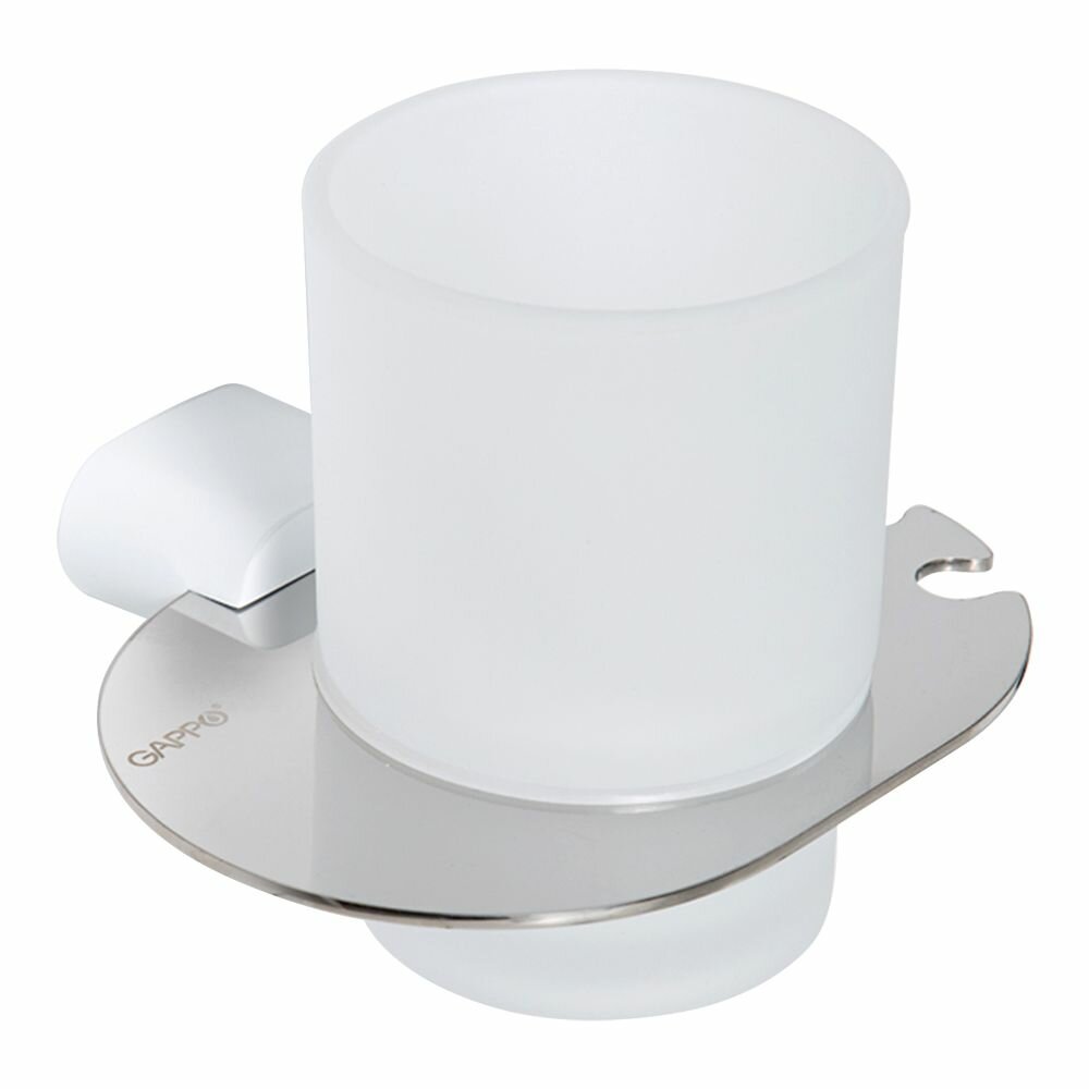 Стакан для ванной настенный Gappo G3TJ09FL06PQ-8GV, хром/белый