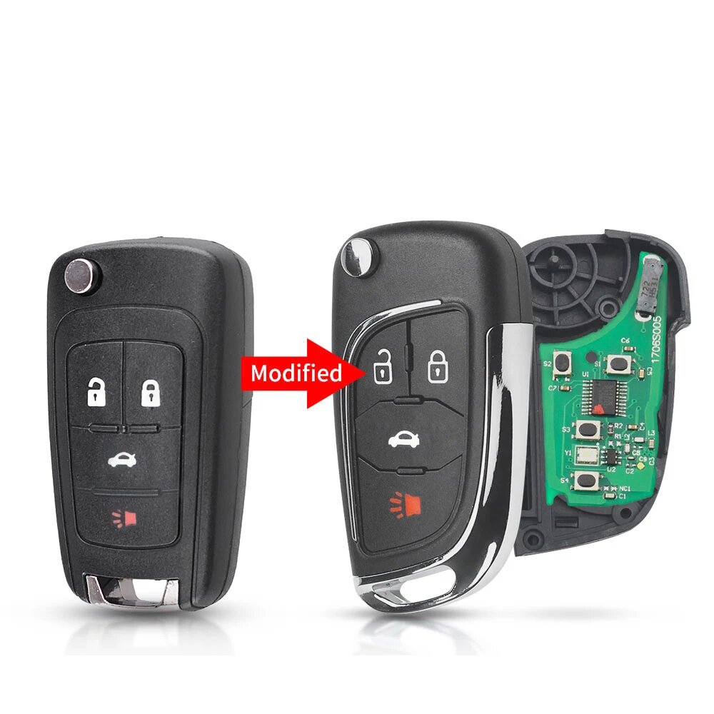 KEYYOU модифицированный 2/3/4BT автомобильный откидной дистанционный ключ 315/433 МГц ID46 чип для OPEL/VAUXHALL Astra J Corsa E Insignia Zafira C 2009-2016 4BT Modified Remote, 433Mhz