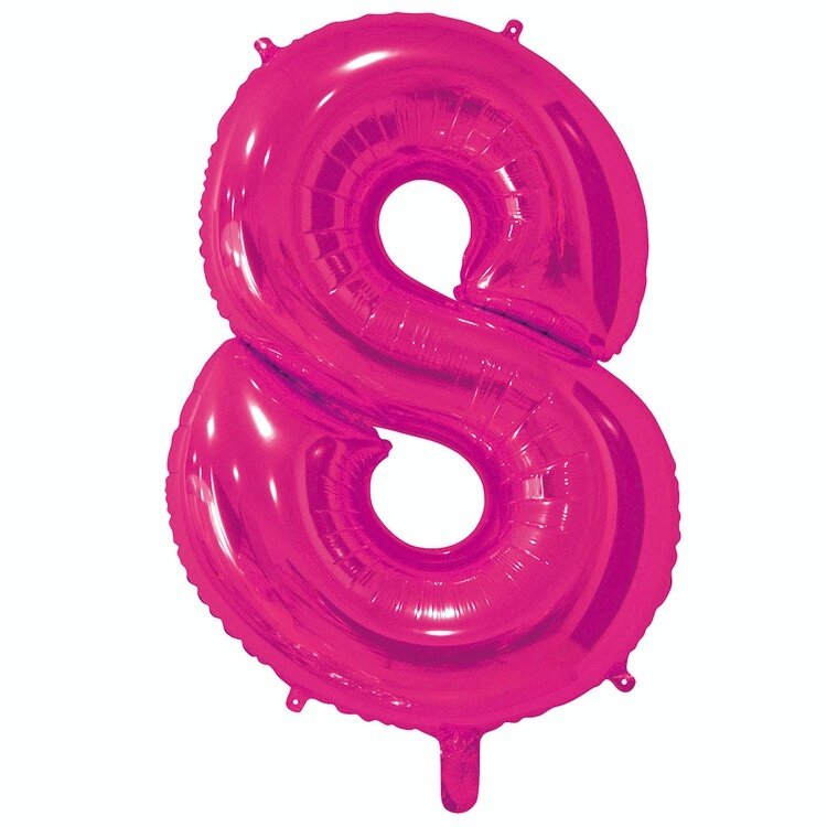 Воздушный шар Веселая затея "Цифра 8", Fuchsia, 26 дюймов