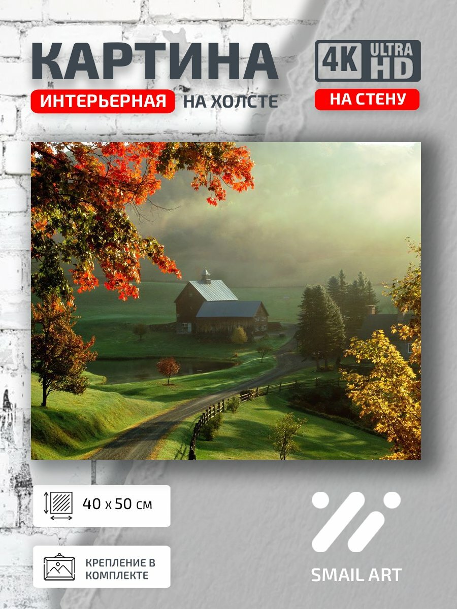 Картина на холсте интерьерная 40 на 50 на стену Сша Vermont для офиса атмосфера интерьер
