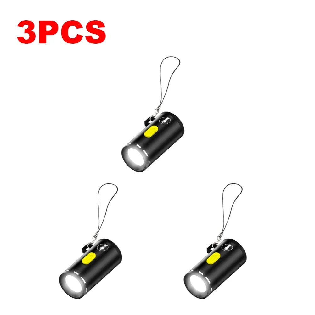 Мини-фонарик LED Type-C черный/серебристый Black 3PCS