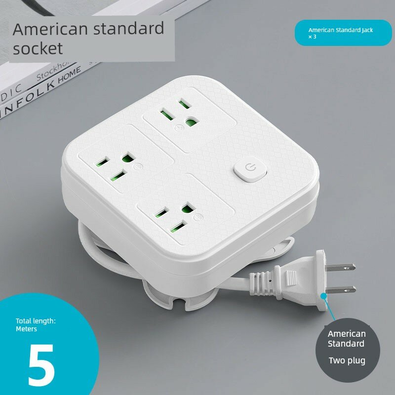 Адаптер-удлинитель с розетками стандарта США 110В, быстрой зарядкой USB+Type-C, для Тайваня и Японии, с функцией
